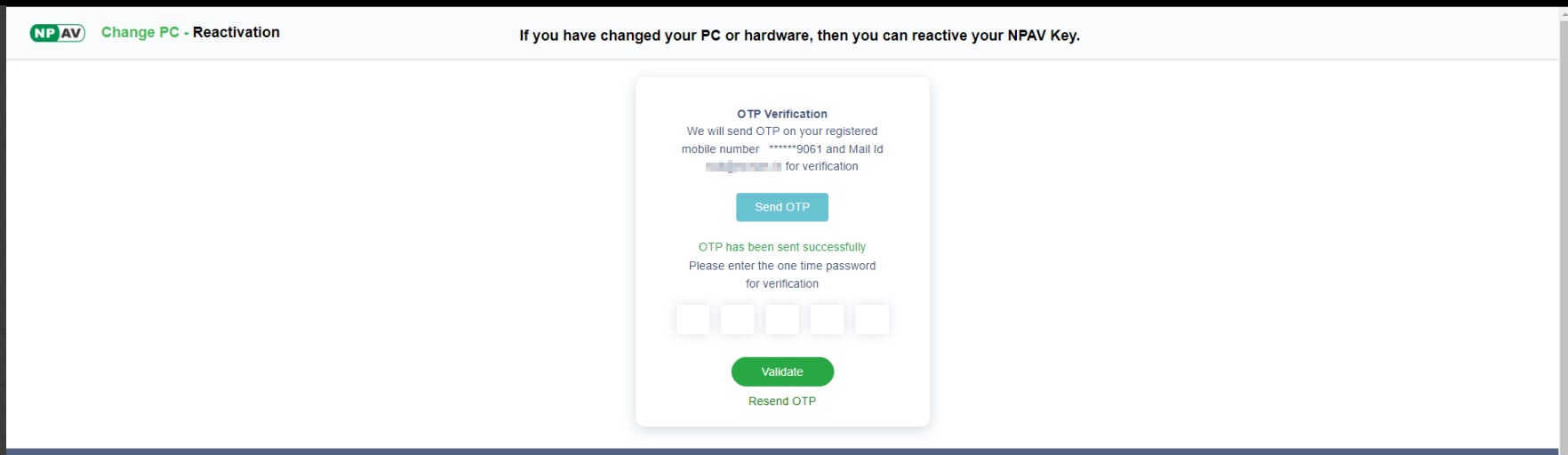 How to Reactivate NPAV key Using OTP Reactivation Feature"? - Product Documentation
