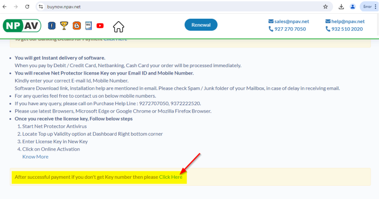 How to Get Your NPAV Activation Key After Online Payment - Product Documentation