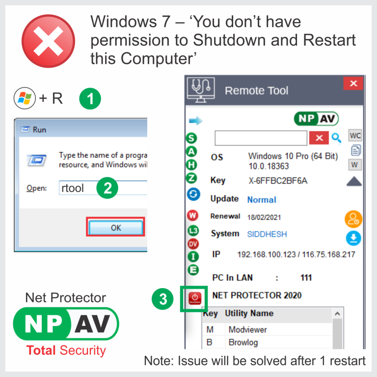 Windows 7 - "You don't have permission to Shutdown and Restart this ...